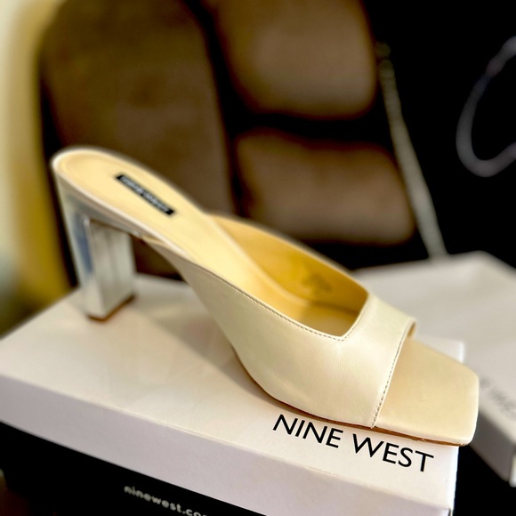 Nine West | Shoes | Chic Cream Pyper Heeled Slide Sandal | Poshmark